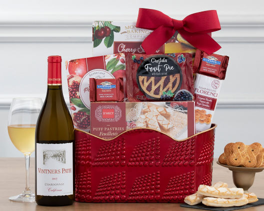 Vintners Path Chardonnay Holiday Wine Basket - Wine Country Gift Baskets